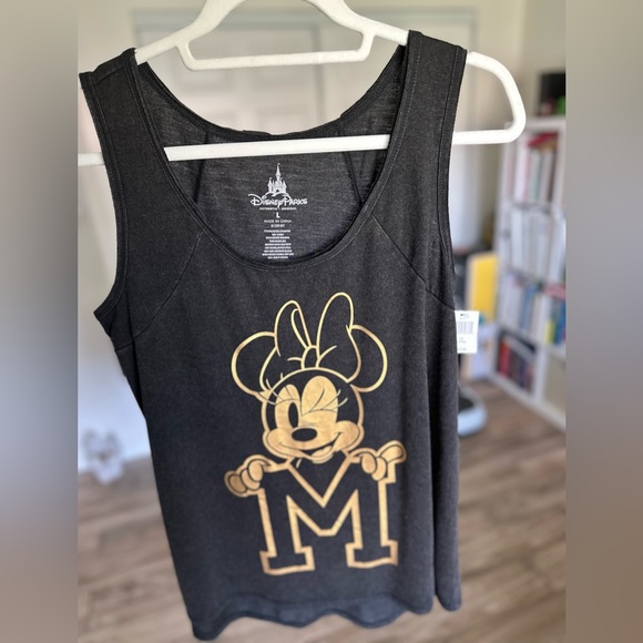 Disney | Tops | Gold Minnie Mouse On A Black Tank Top A Limited Edition ...